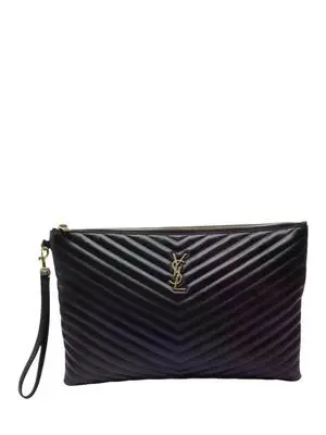 Saint Laurent Cassandre Matelassé Clutch Bag - Black