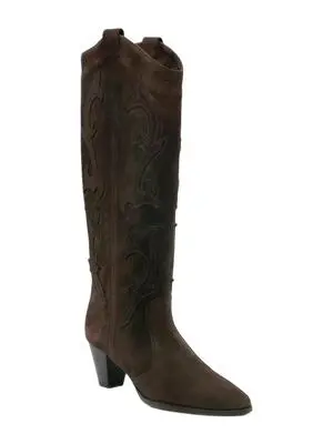 Ba&sh Embroidered Suede Boots - Brown