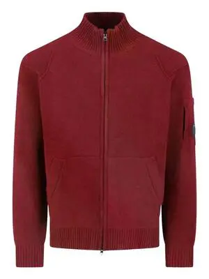 C.P. COMPANY Lambswool Lens Full-zip Sweater Red