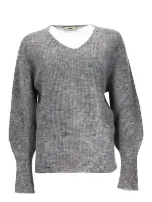 HERNO V-neck Ribbed-knit Sweatshirt