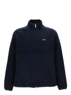 LES DEUX Fleece-texture Logo-patch Jacket - Blue