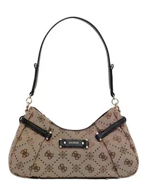 Guess Dorothy Monogram-print Logo-plaque Shoulder Bag - Brown