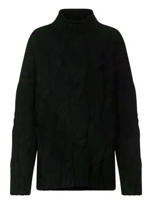 Loulou De Saison Cable-knit Stand-collar Sweater - Black