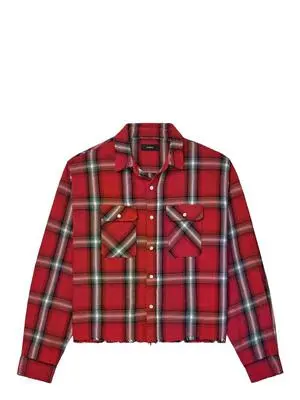 PURPLE BRAND Check Raw-edge Shirt - Red