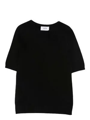 VELA SHOP Short-sleeve Ribbed-trim Top