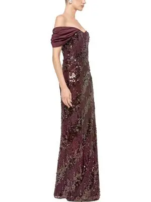 NISSA Off-shoulder Sequin Maxi Dress
