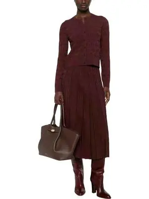 TORY BURCH Logo-monogram Pleated Midi Skirt