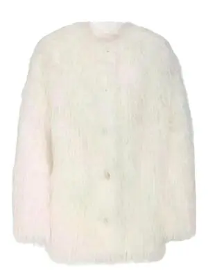 Loulou De Saison Faux-fur Collarless Coat - Neutrals