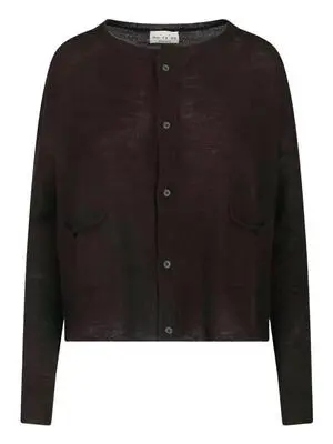 MA'RY'YA Button-fastening Virgin Wool Cardigan - Brown