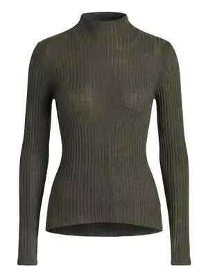 Patrizia Pepe Ribbed-knit High-neck Sweatshirt Green