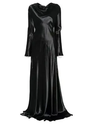Erika Cavallini Open-back Satin Maxi Dress - Black