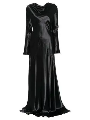 Erika Cavallini Open-back Satin Maxi Dress - Black
