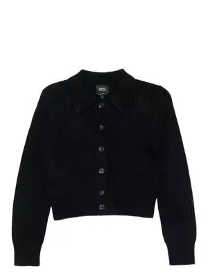 A.p.c. Jenn Ribbed-knit Cardigan Blue