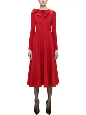 NISSA A-line Midi Dress - Red