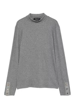 Fabiana Filippi Button-cuff Roll-neck T-shirt - Grey