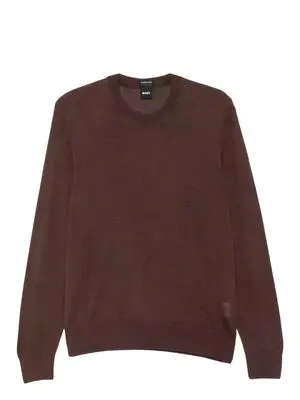 BOSS H-leno Crew-neck Wool Sweater - Brown