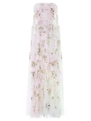 NEEDLE & THREAD Wisteria Sequin-embellished Maxi Dress - White