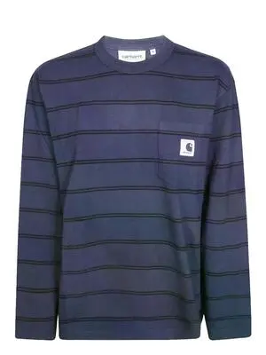 Carhartt Work In Progress Cardona Striped Pocket T-shirt - Blue