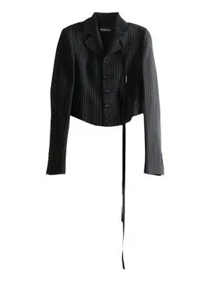 ANN DEMEULEMEESTER Manda Pinstripe-pattern Cropped Jacket - Black
