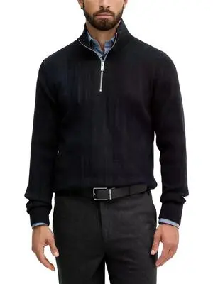 LINDBERGH Ribbed-knit Quarter-zip Sweater
