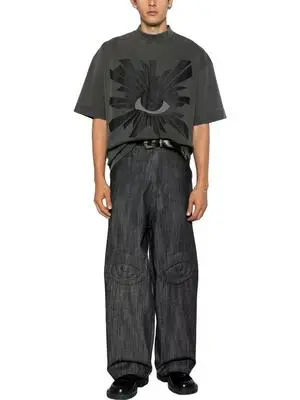 HOUSE OF ERRORS Graphic-print High-neck T-shirt - Grey