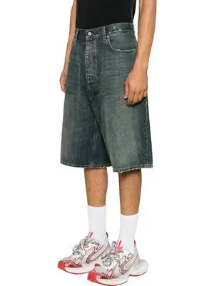 Balenciaga Faded Denim Shorts - Blue