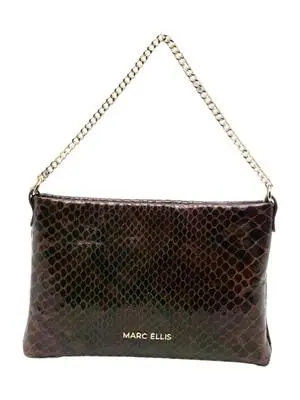 MARC ELLIS Ester Py Snake-effect Leather Shoulder Bag Brown