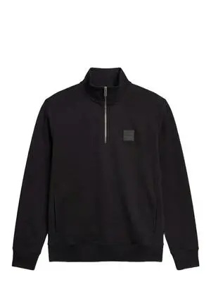 Calvin Klein Quarter-zip Logo-patch Sweater - Black