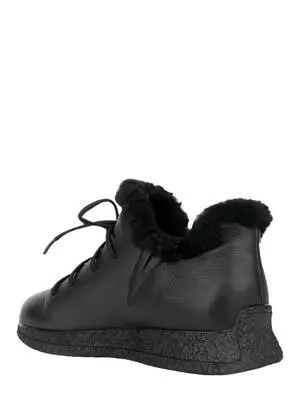 LINDA BAUMANN Shearling-trim Leather Sneakers