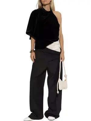RÓHE One-shoulder Velvet Top - Black