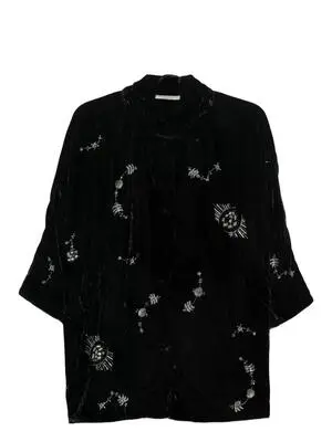 AODRESS Sequin-embellished Velvet Jacket