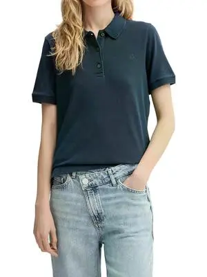 Marc O'polo Logo-embroidered Piqué Polo Shirt Blue