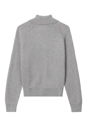 CHOCOOLATE Ribbed-knit Zip-up Cardigan - Grey