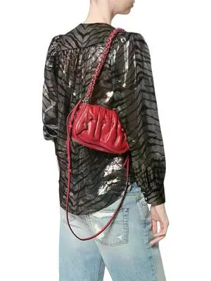 Isabel Marant Étoile Bolton Ruched Leather Shoulder Bag Red