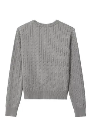 CHOCOOLATE Cable-knit Logo-patch Sweater Grey