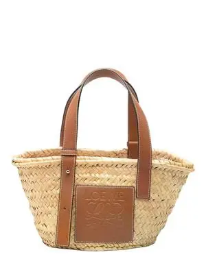 Loewe 2019 Small Raffia Anagram Basket Bag Bucket Bag - Neutrals
