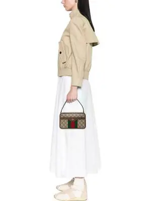 Gucci 2016-2026 Small Gg Supreme Web Ophidia Top Handle Bag Satchel - Neutrals