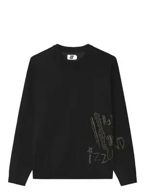 Izzue Graphic-print Crew-neck Sweater - Black