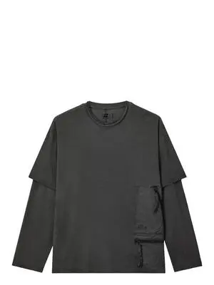 Izzue Layered-sleeve Zip-pocket T-shirt - Black