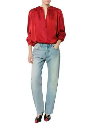 Isabel Marant Étoile Laraya Fluid Silk Satin Blouse - Red
