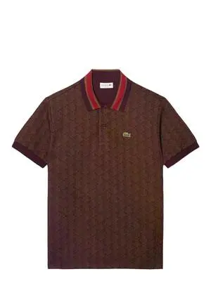 Lacoste Monogram-jacquard Polo Shirt - Brown