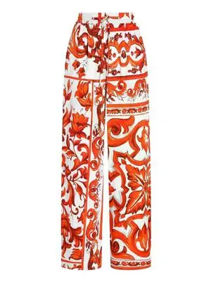 Dolce & Gabbana Majolica-print Organzine Trousers White