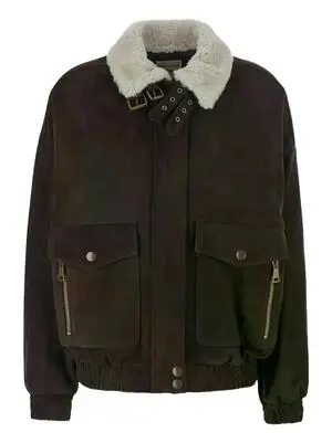 SEMICOUTURE Gloria Suede Jacket - Brown