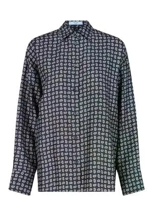 Prada Paisley-print Silk Shirt - Blue
