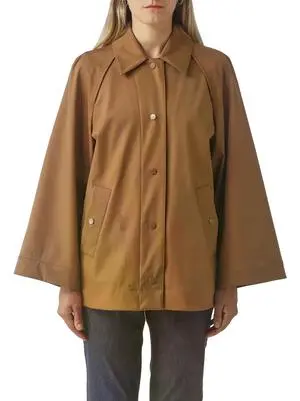 Max Mara Pepli Wide-sleeve Press-stud Coat Brown