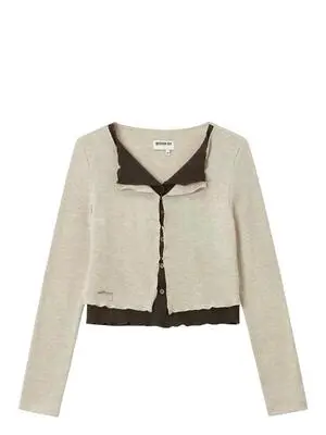 MUSIUM DIV. Layered-effect Ribbed Cardigan - Neutrals