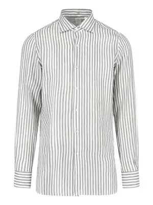FINAMORE 1925 Vertical-stripe Long-sleeve Shirt - White