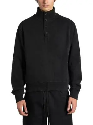 ENTIRE STUDIOS Button-up Funnel-neck Sweater - Black