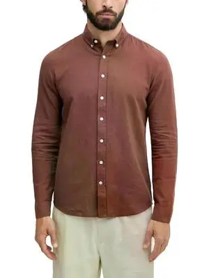 LINDBERGH Button-down Long-sleeve Shirt - Brown