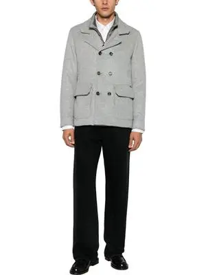 MOORER Double-breasted Notched-lapel Jacket - Grey